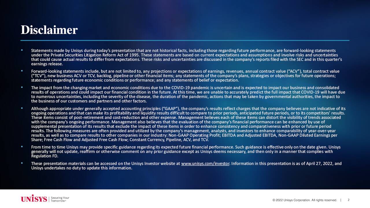 Unisys Corporation 2022 Q1 - Results - Earnings Call Presentation (NYSE:UIS) | Seeking Alpha
