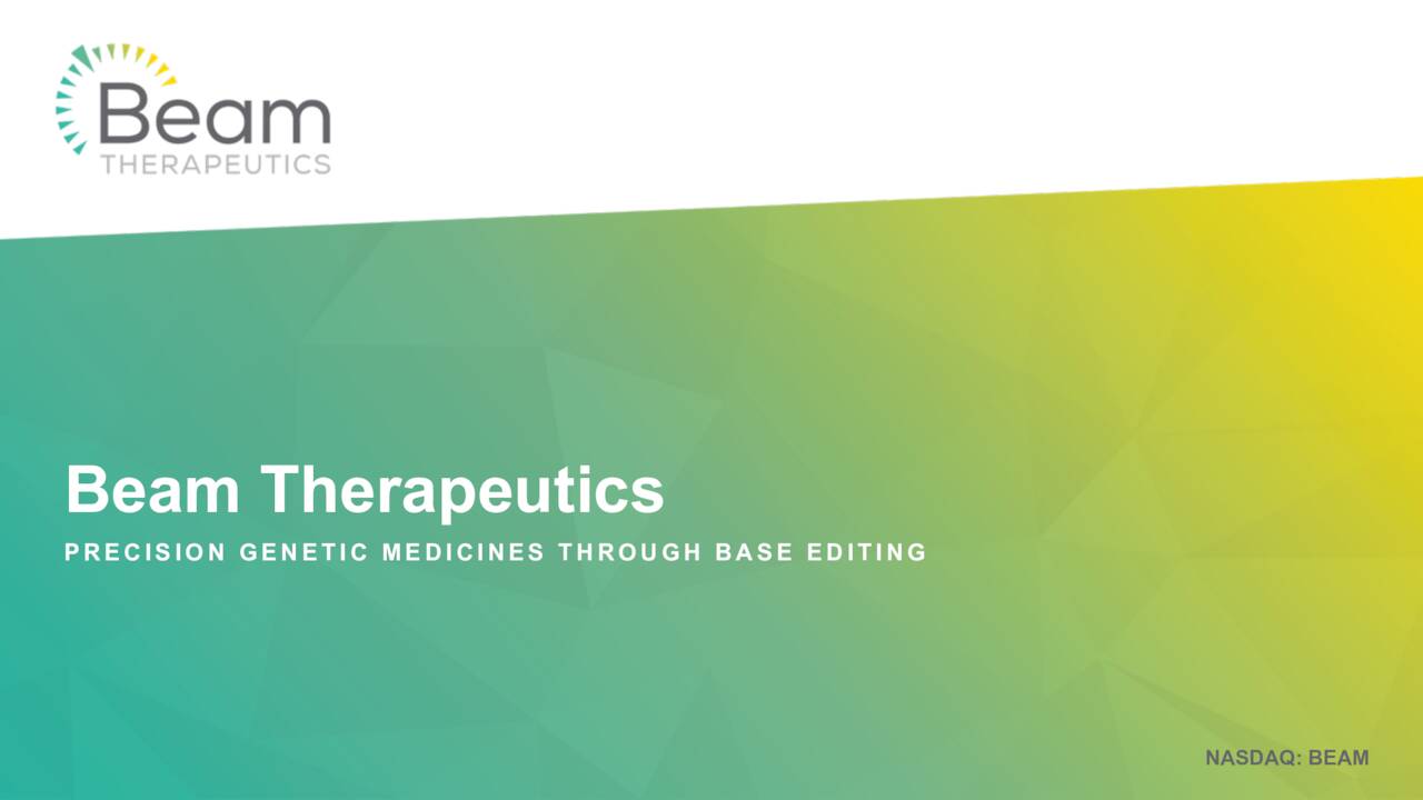 Corporate Presentation (NASDAQ:BEAM) | Seeking Alpha