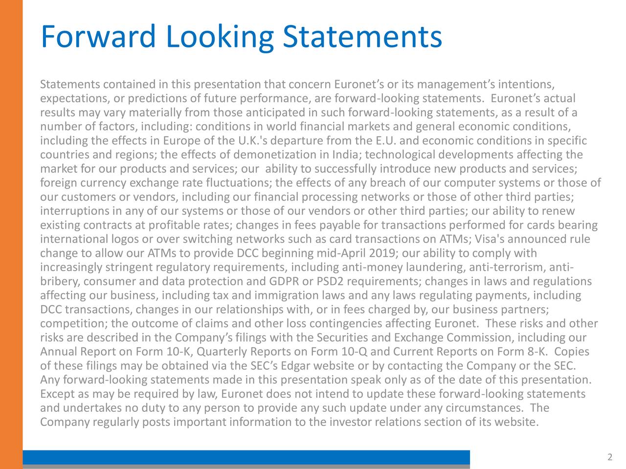 Euronet Worldwide, Inc. 2019 Q1 - Results - Earnings Call Slides (NASDAQ:EEFT) | Seeking Alpha