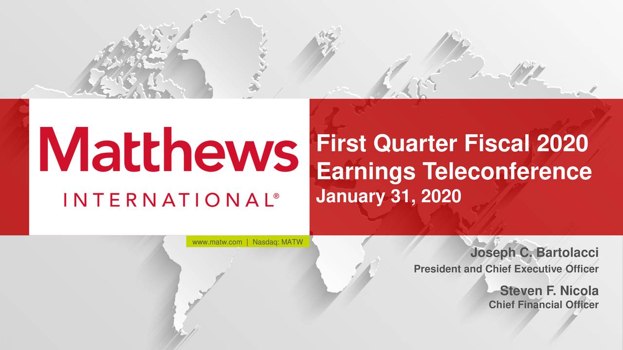 Matthews International Corporation 2020 Q1 - Results - Earnings Call ...