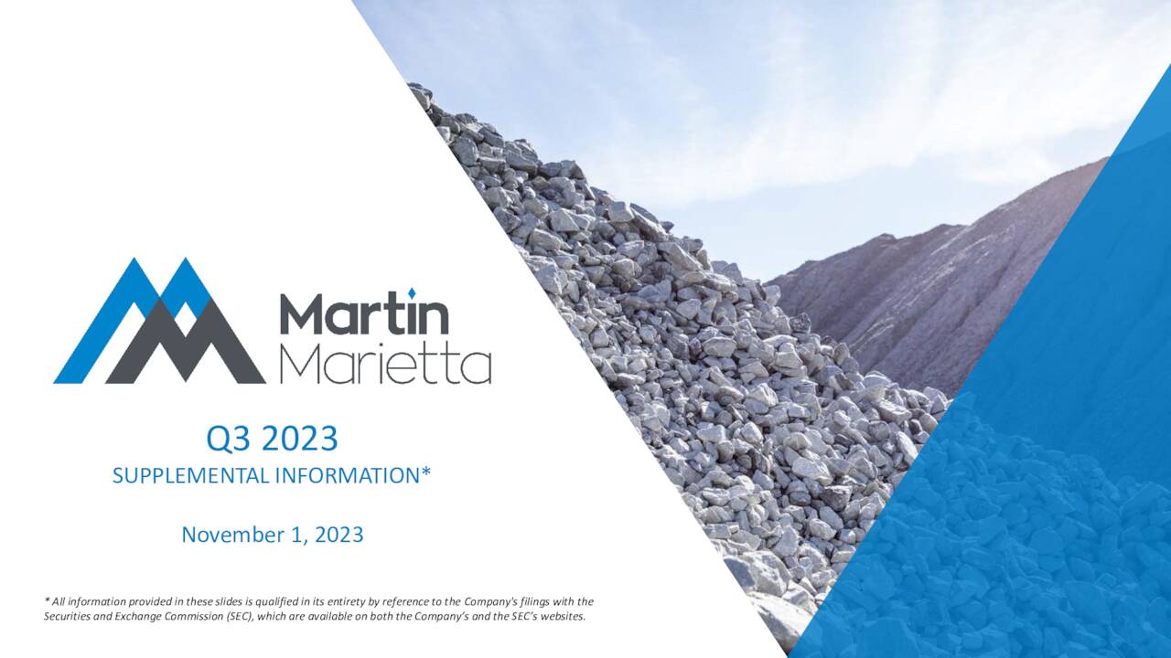 Martin Marietta Materials, Inc. 2023 Q3 - Results - Earnings Call Presentation (NYSE:MLM ...