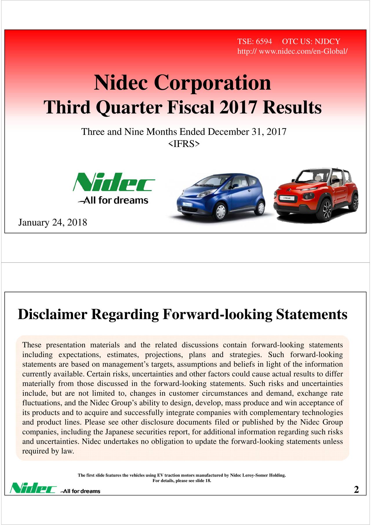 Nidec Corp. ADR 2017 Q3 - Results - Earnings Call Slides (OTCMKTS:NJDCY ...