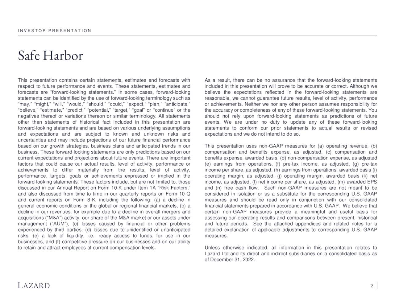 Lazard Ltd 2022 Q4 - Results - Earnings Call Presentation (NYSE:LAZ ...