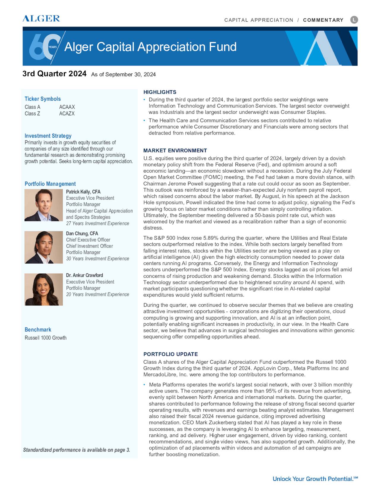 Alger Capital Appreciation Fund Q3 2024 Commentary (ACAAX) | Seeking Alpha