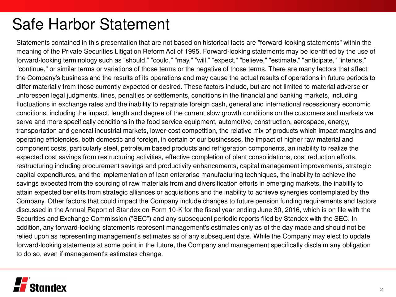 Standex International Corporation 2017 Q1 - Results - Earnings Call Slides (NYSE:SXI) | Seeking ...