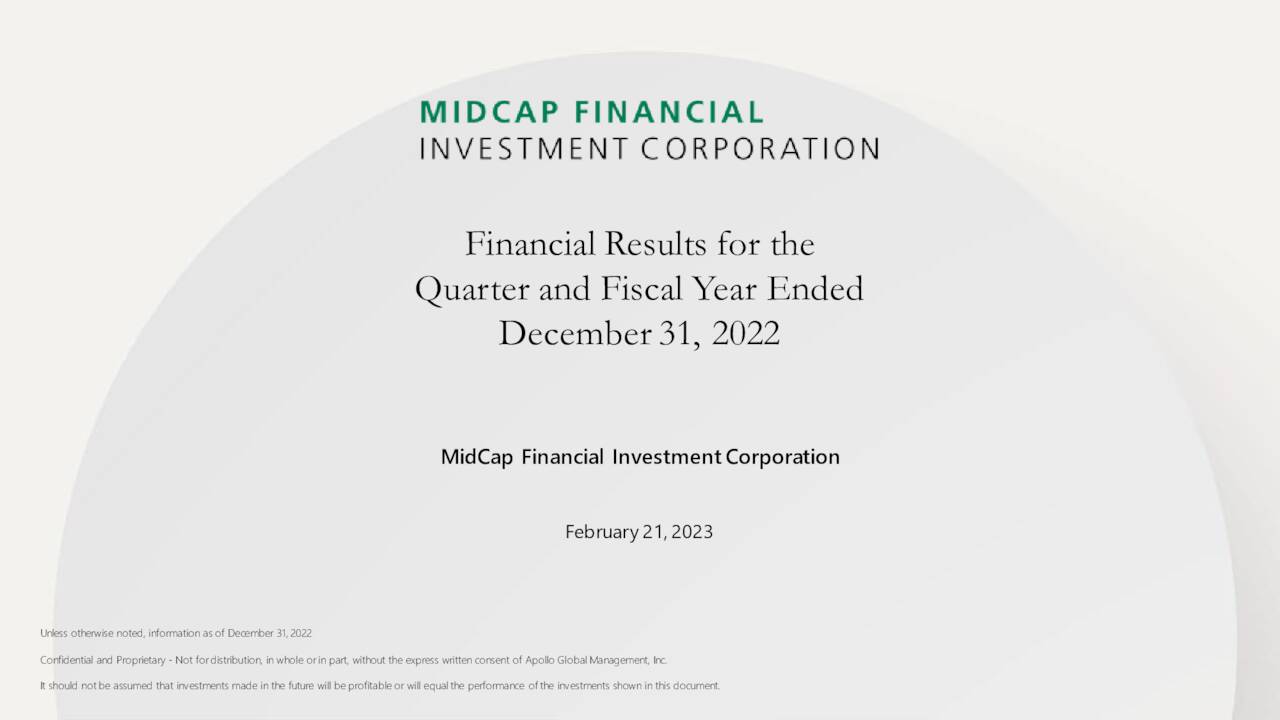 MidCap Financial Investment Corporation 2022 Q4 - Results - Earnings ...