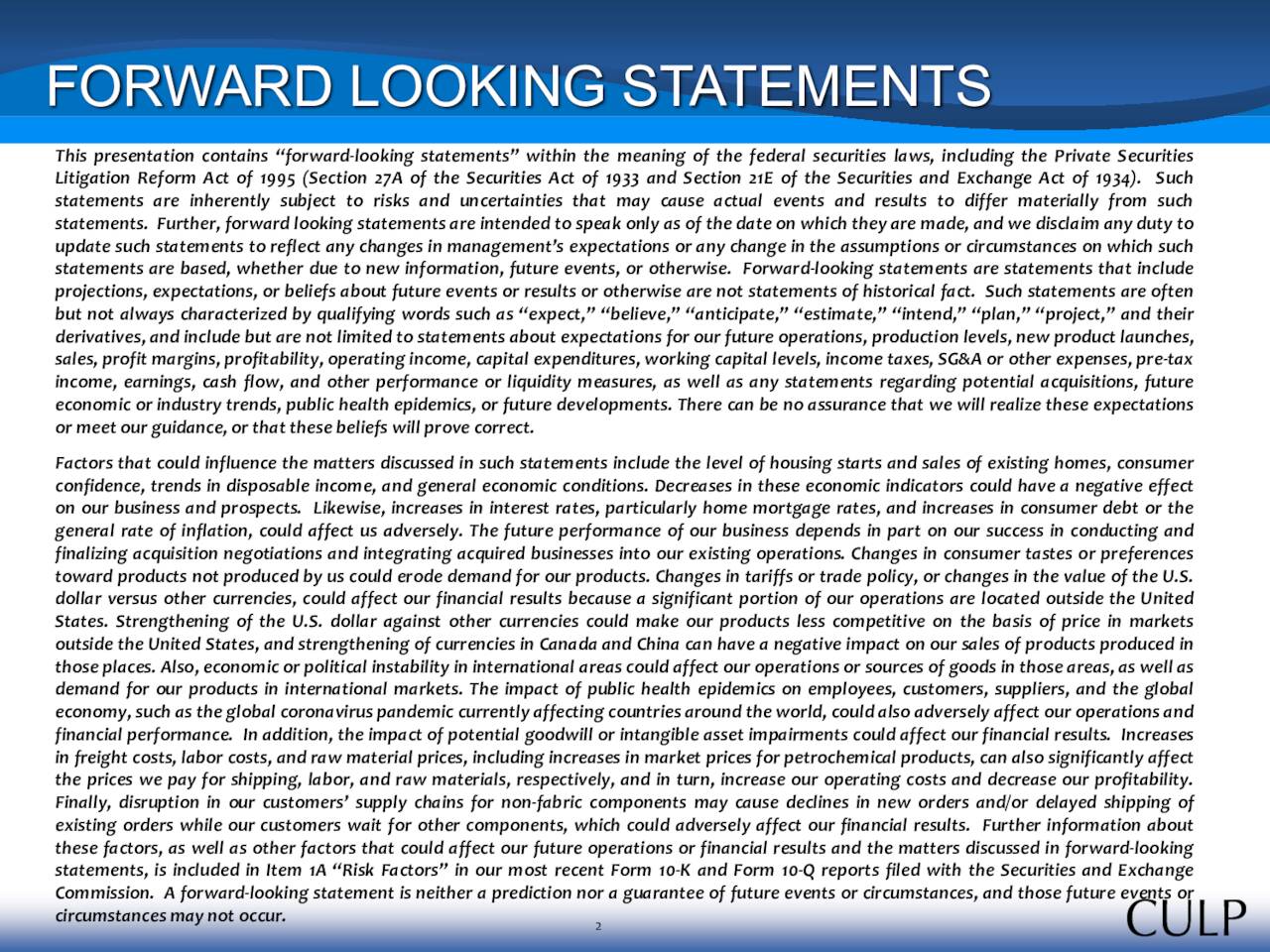 Culp, Inc. 2023 Q1 - Results - Earnings Call Presentation (NYSE:CULP ...