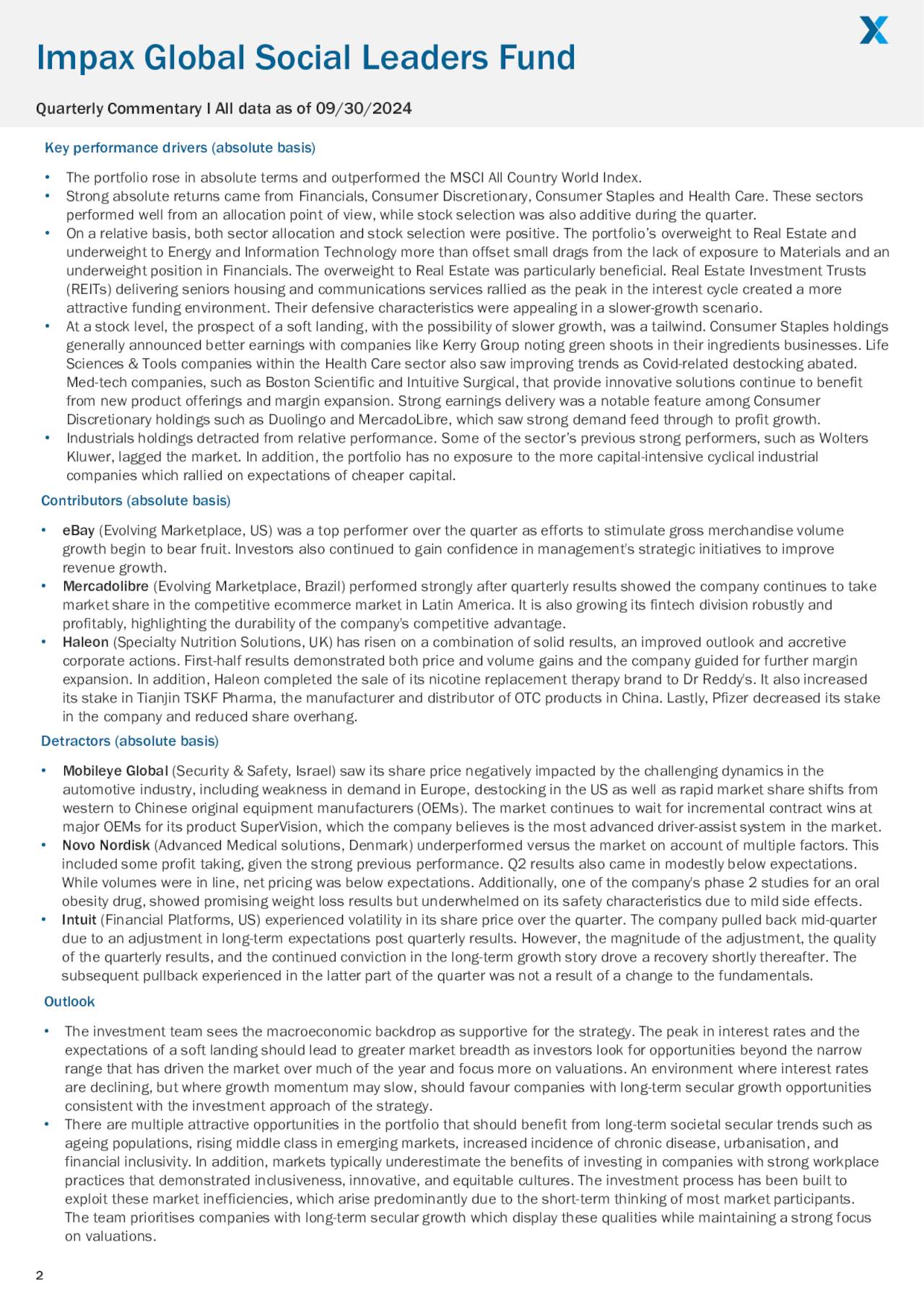 Impax Global Social Leaders Fund Q3 2024 Commentary | Seeking Alpha