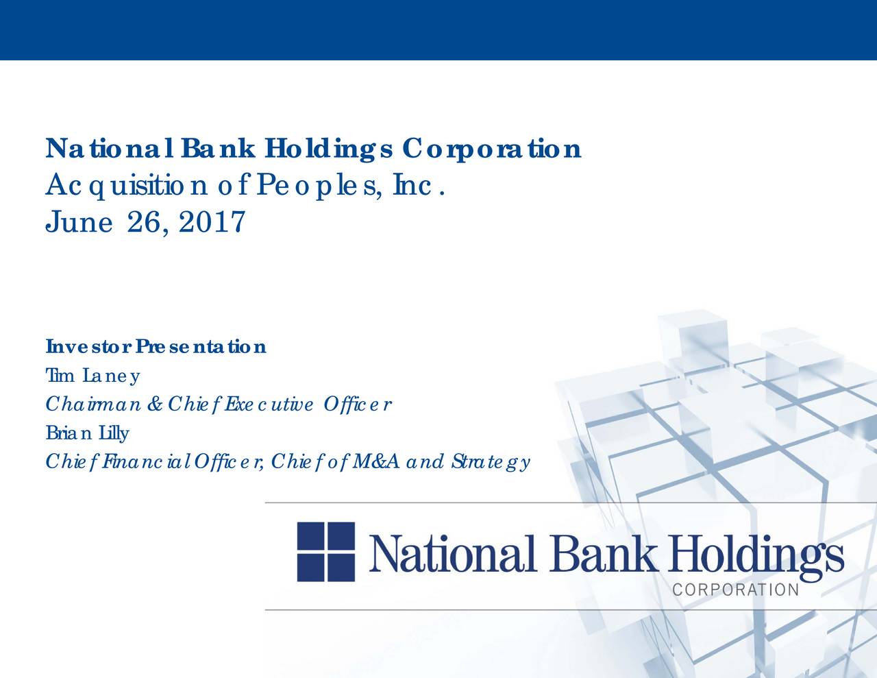 National Bank Holdings Corporation (NBHC) Updates On Acquisition of ...