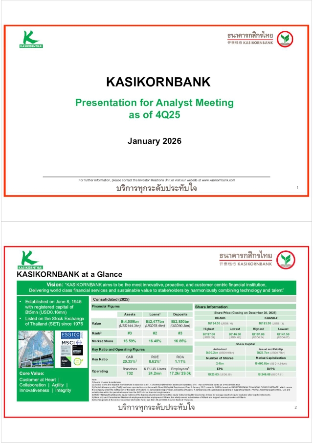 Kasikornbank Public Company Limited 2025 Q4 - Results - Earnings Call ...