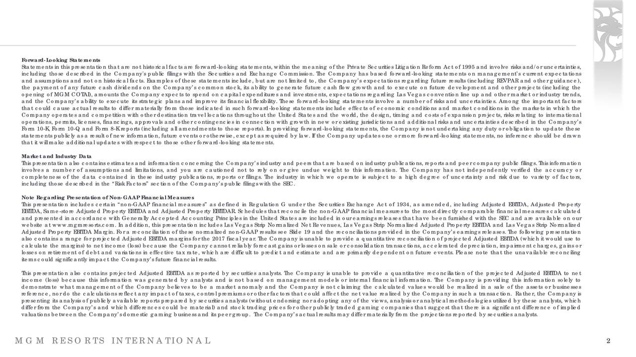 MGM Resorts International 2017 Q3 - Results - Earnings Call Slides (NYSE:MGM) | Seeking Alpha