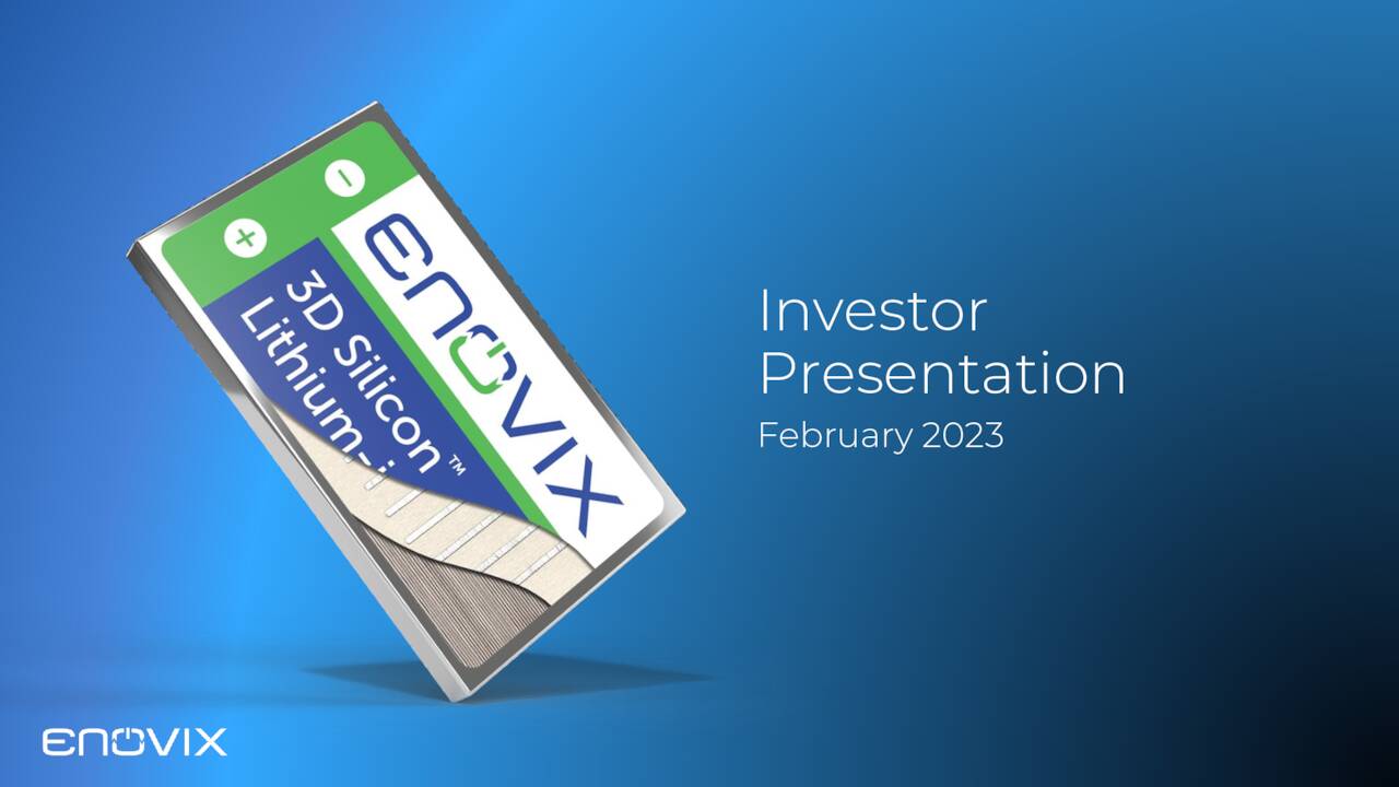 Enovix Corporation 2022 Q4 - Results - Earnings Call Presentation ...