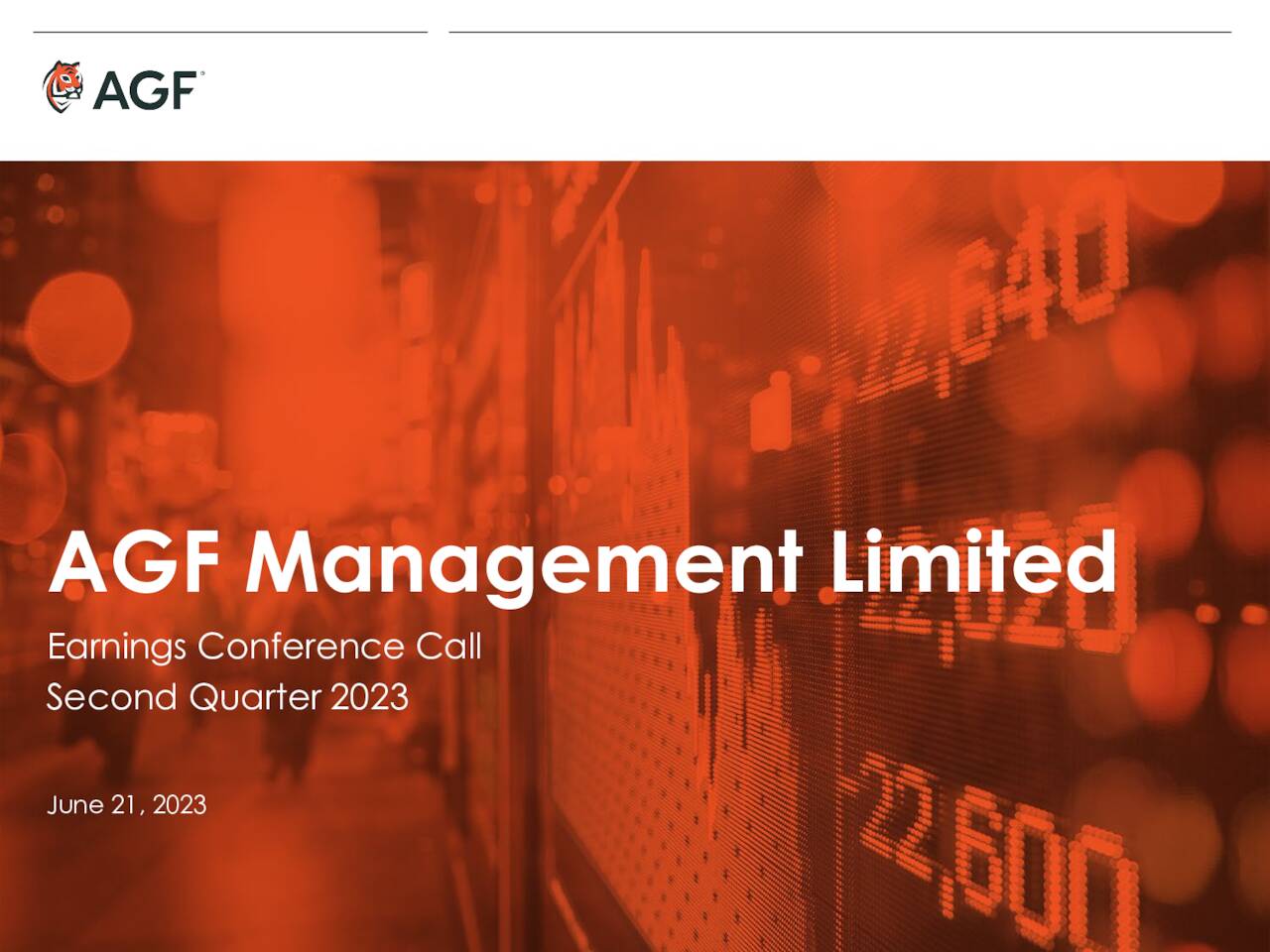 AGF Management Limited 2023 Q2 - Results - Earnings Call Presentation ...