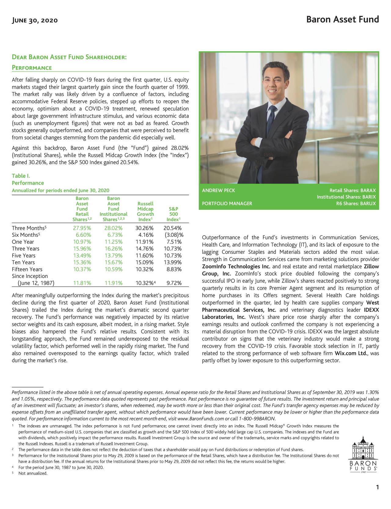 Baron Funds Q2 2020 Andrew Peck Letter | Seeking Alpha