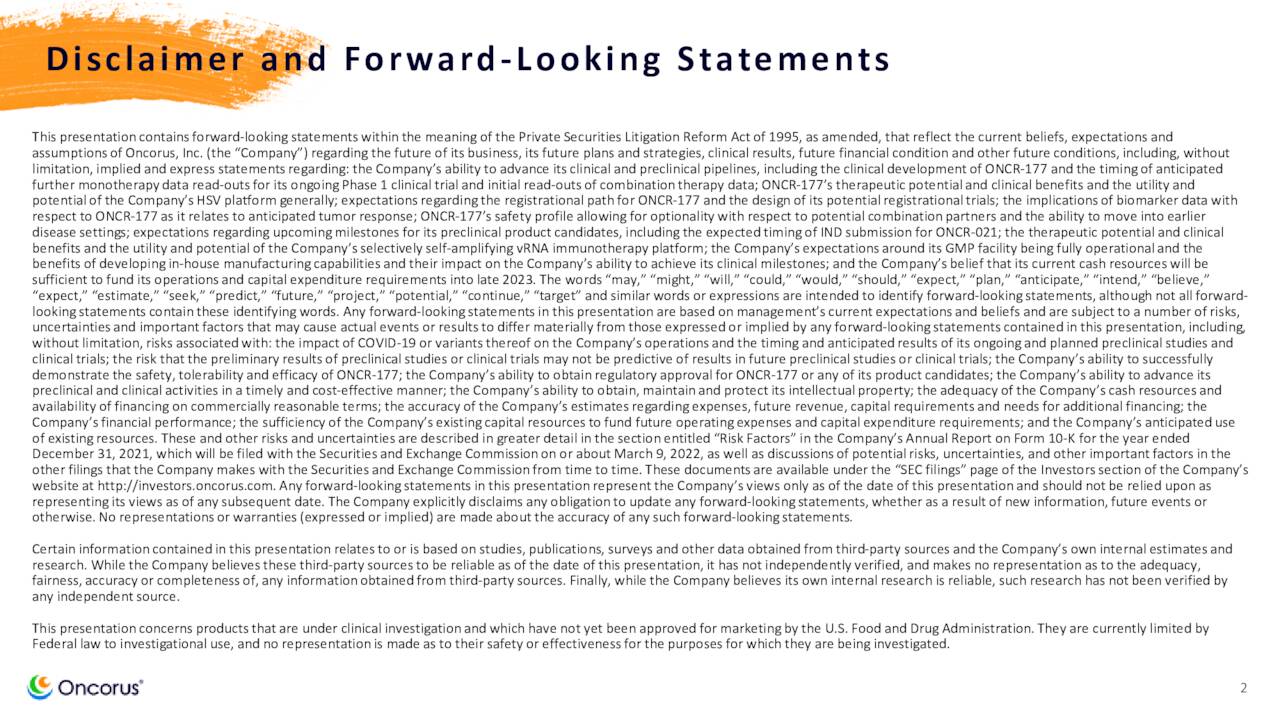 Oncorus (ONCR) Investor Presentation - Slideshow (OTCMKTS:ONCR ...