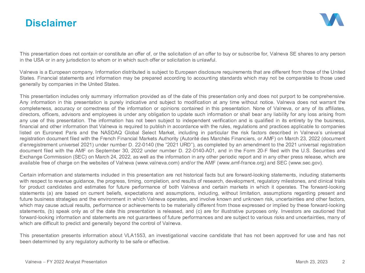 Valneva SE 2022 Q4 - Results - Earnings Call Presentation (NASDAQ:VALN ...