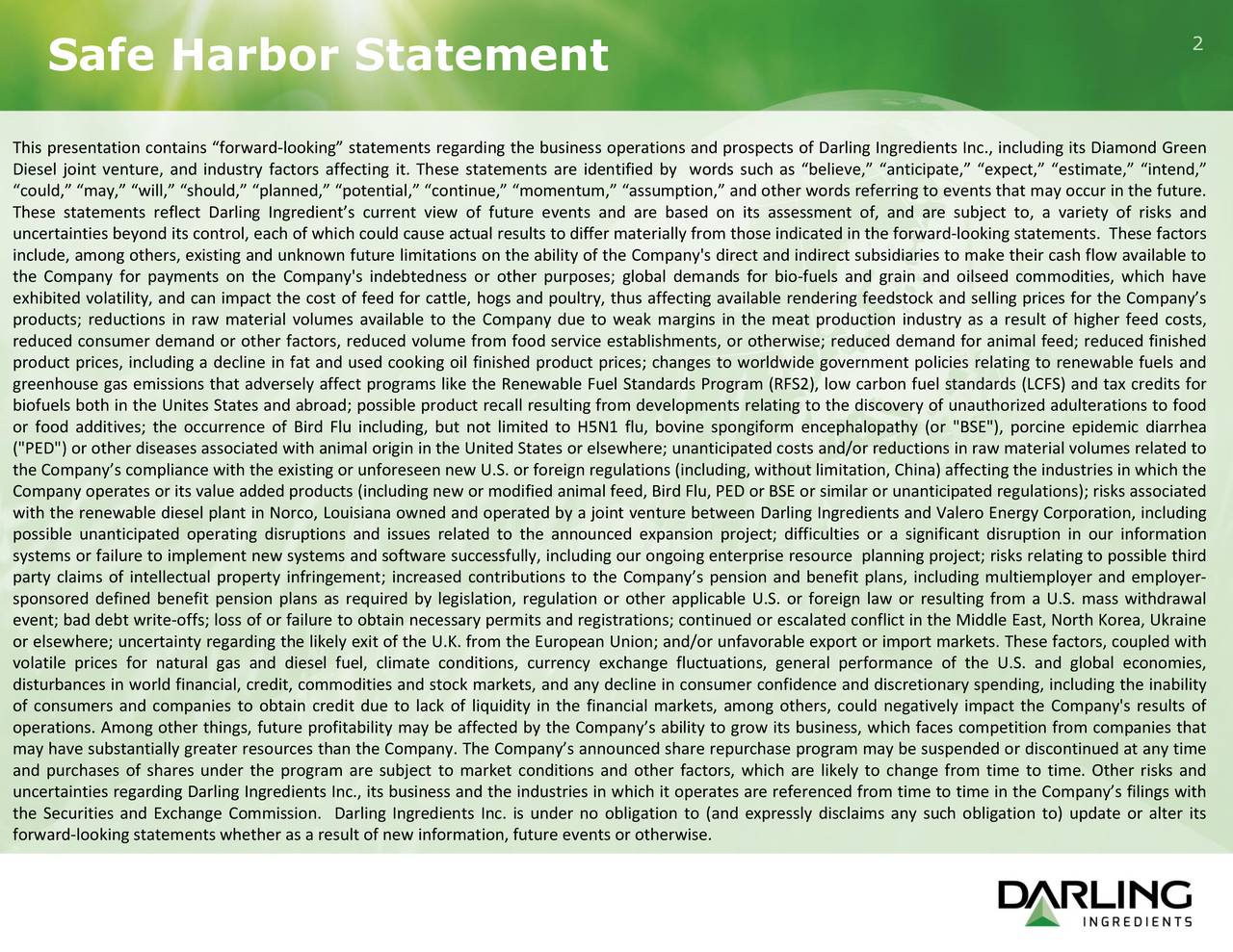 Darling Ingredients Inc. 2016 Q4 - Results - Earnings Call Slides (NYSE:DAR) | Seeking Alpha