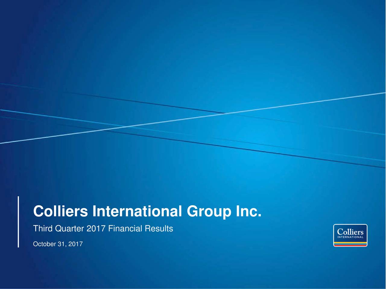 Colliers International Group Inc. 2017 Q3 - Results - Earnings Call ...