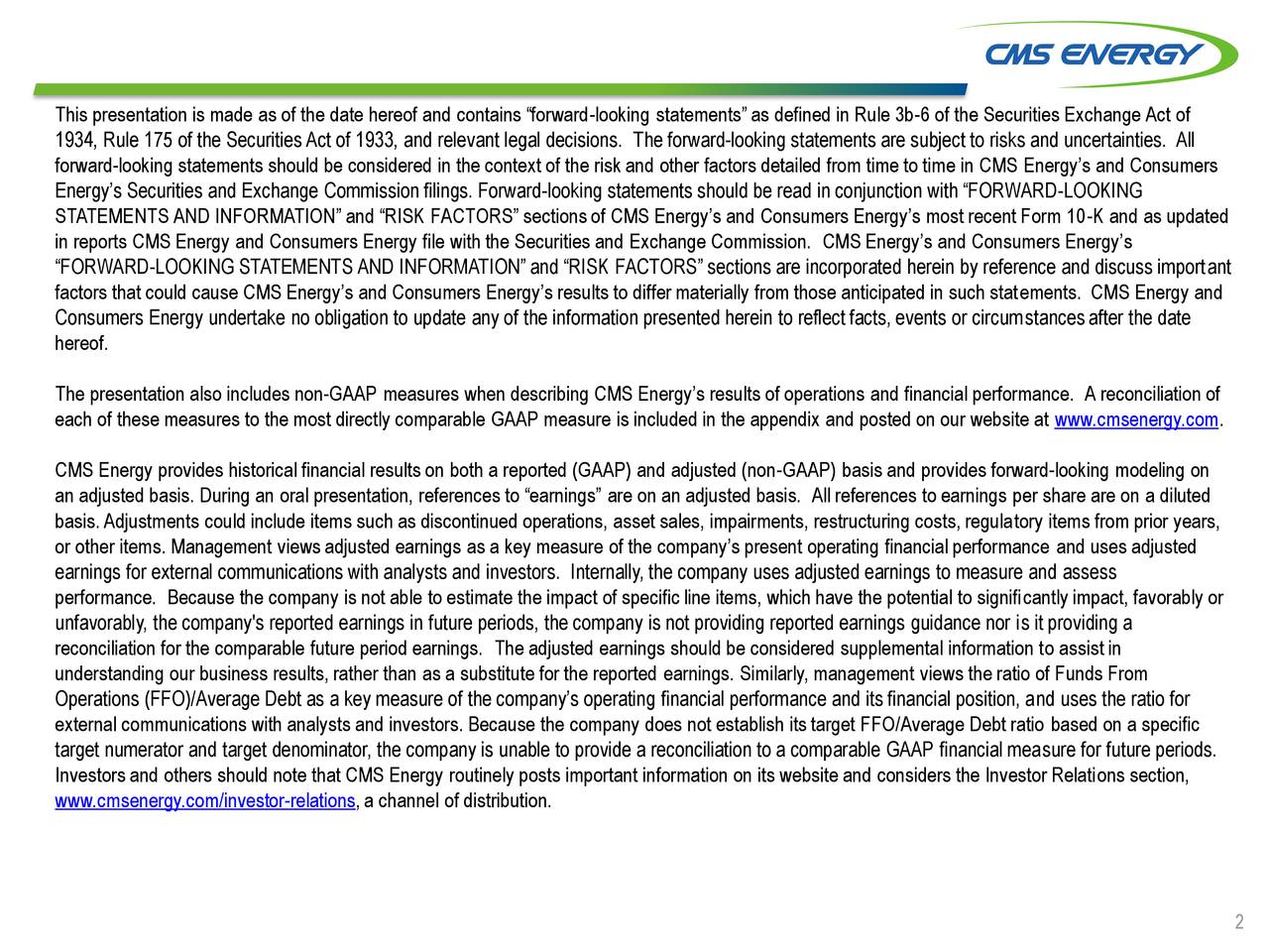 CMS Energy (CMS) Investor Presentation - Slideshow (NYSE:CMS) | Seeking ...
