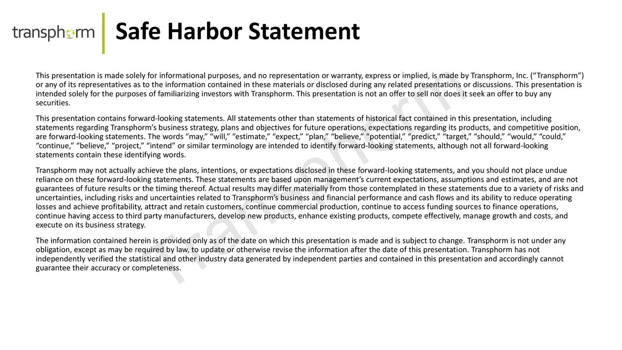 Transphorm (NASDAQ:TGAN-DEFUNCT-604966) | Seeking Alpha