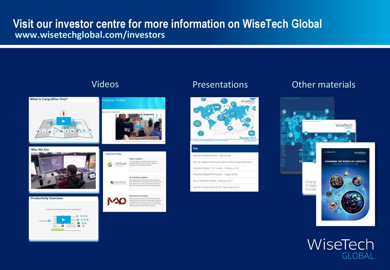 Wisetech Global (WTCHF) Investor Presentation - Slideshow (OTCMKTS ...