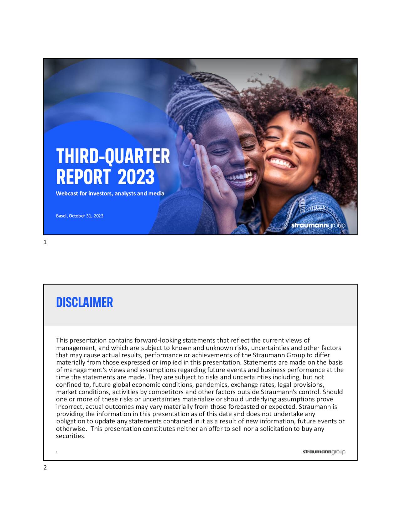 Straumann Holding AG 2023 Q3 - Results - Earnings Call Presentation ...