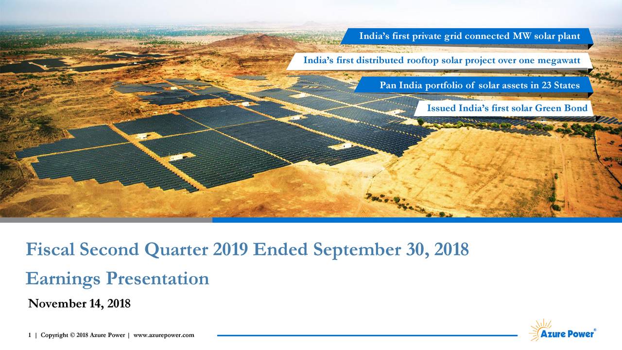 Azure Power 2019 Q2 - Results - Earnings Call Slides (OTCMKTS:AZREF ...