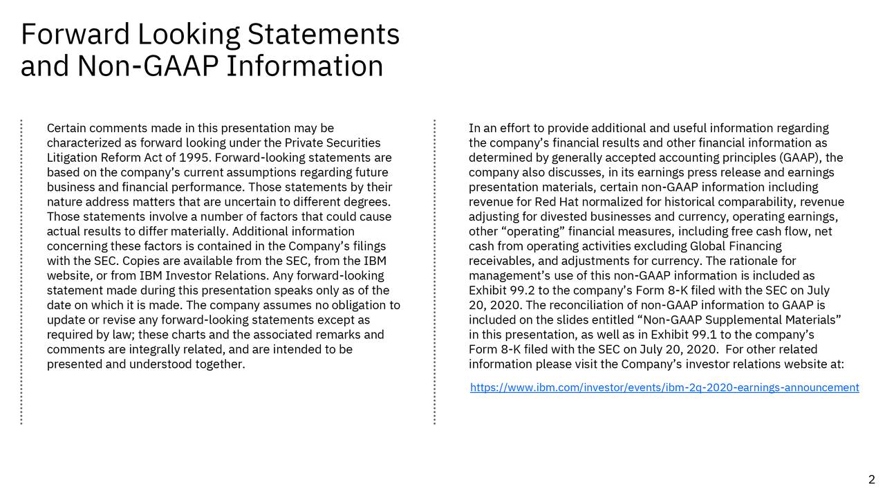 International Business Machines Corporation 2020 Q2 - Results ... International Business Machines Corporation 2020 Q2 - Results ...