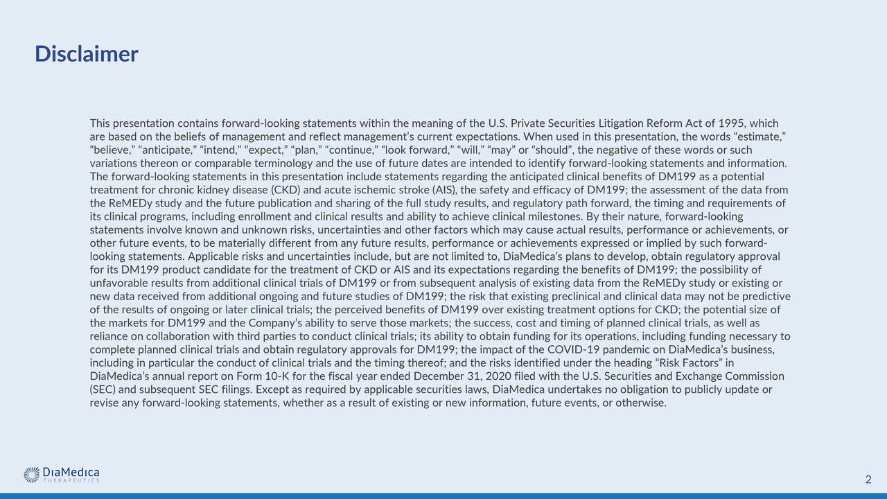 DiaMedica Therapeutics (DMAC) Investor Presentation - Slideshow (NASDAQ ... DiaMedica Therapeutics (DMAC) Investor Presentation - Slideshow (NASDAQ ...
