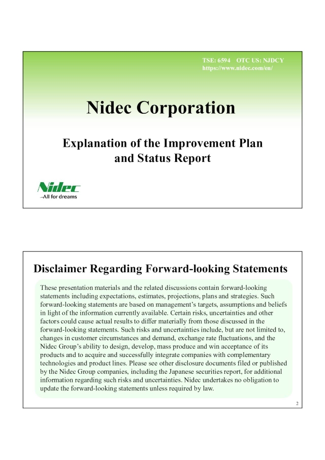 Nidec Corporation (NJDCY) Discusses Improvement Plan and Internal ...