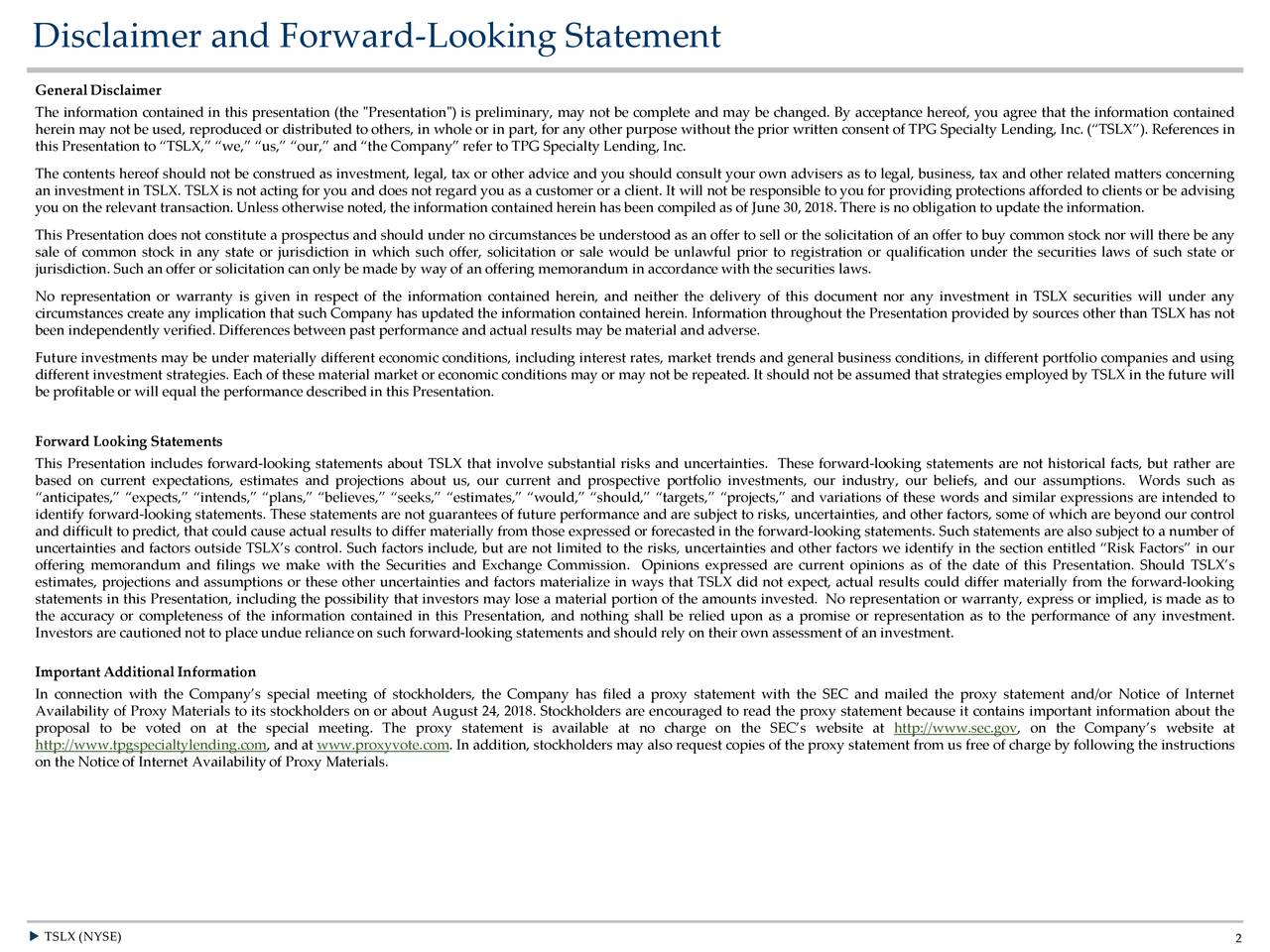 TPG Specialty Lending (TSLX) Investor Presentation - Slideshow (NYSE ...