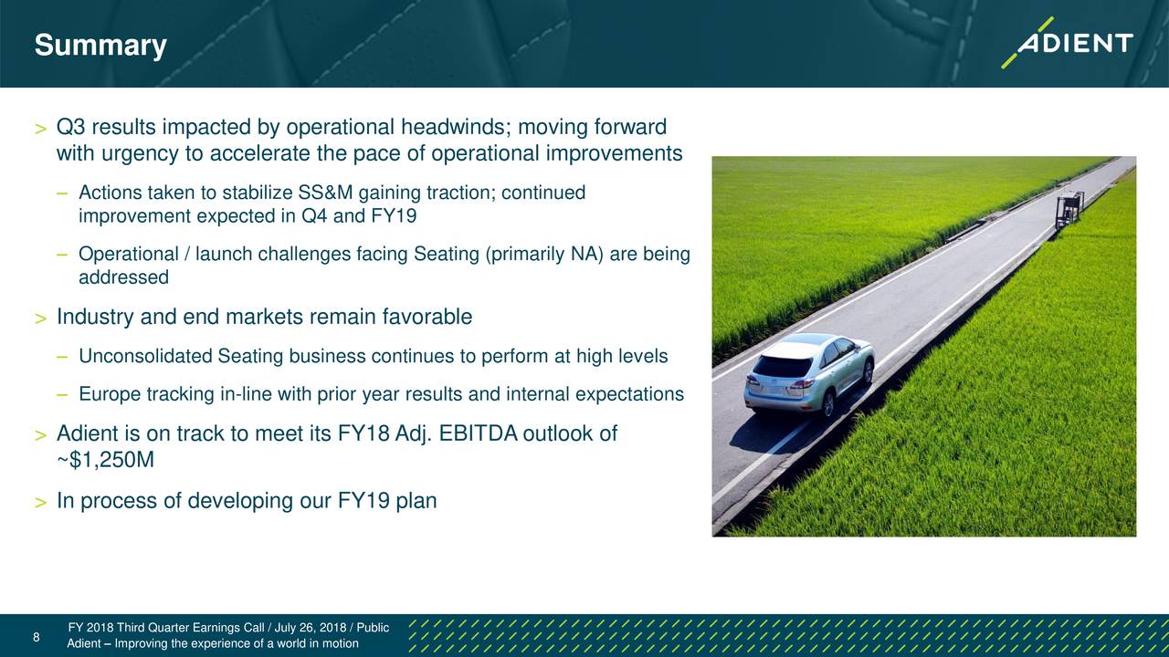 Adient plc 2018 Q3 - Results - Earnings Call Slides - Adient plc (NYSE ...