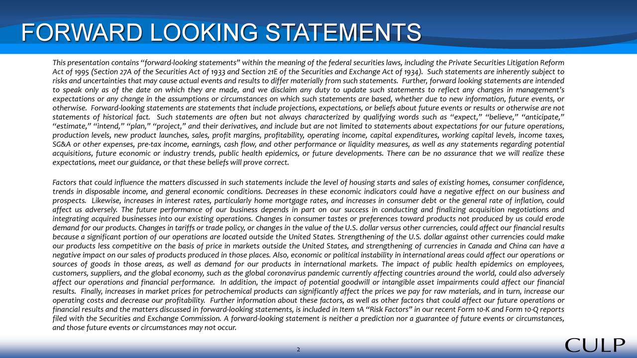 Culp (CULP) Investor Presentation - Slideshow (NYSE:CULP) | Seeking Alpha