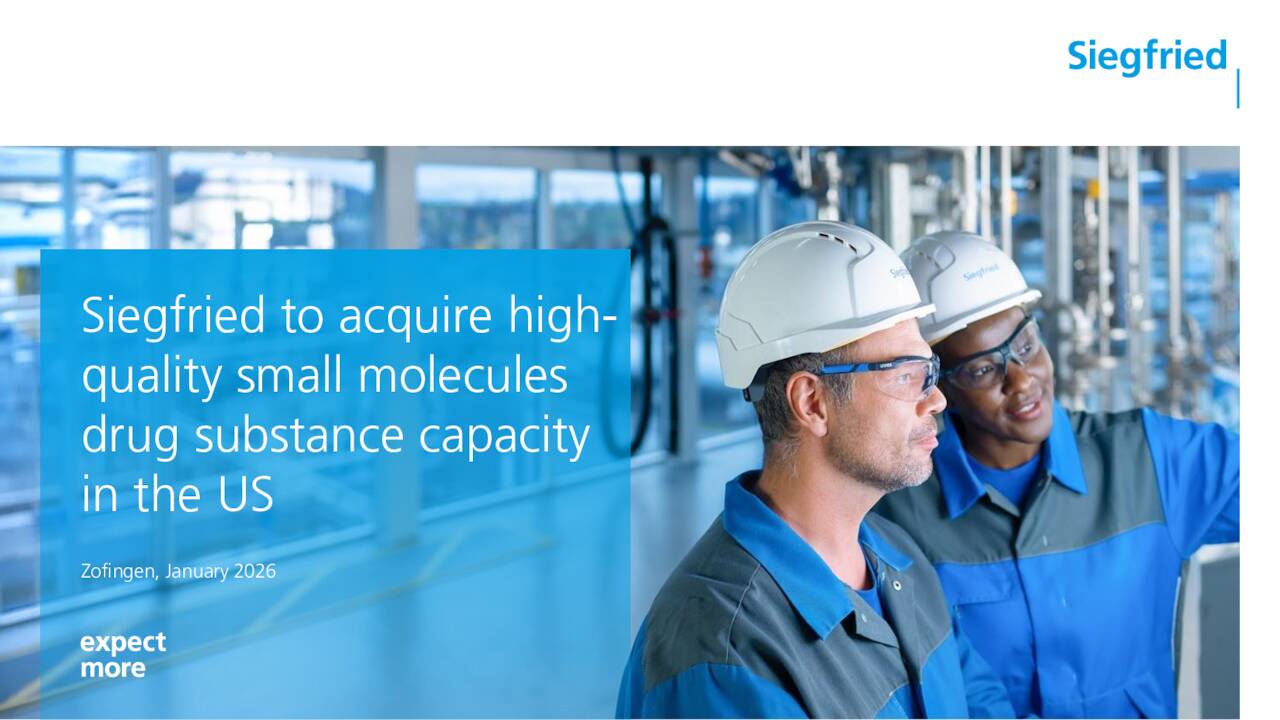 Siegfried Holding AG (SGFEF) Noramco, Inc., Purisys, LLC, - M&A Call ...