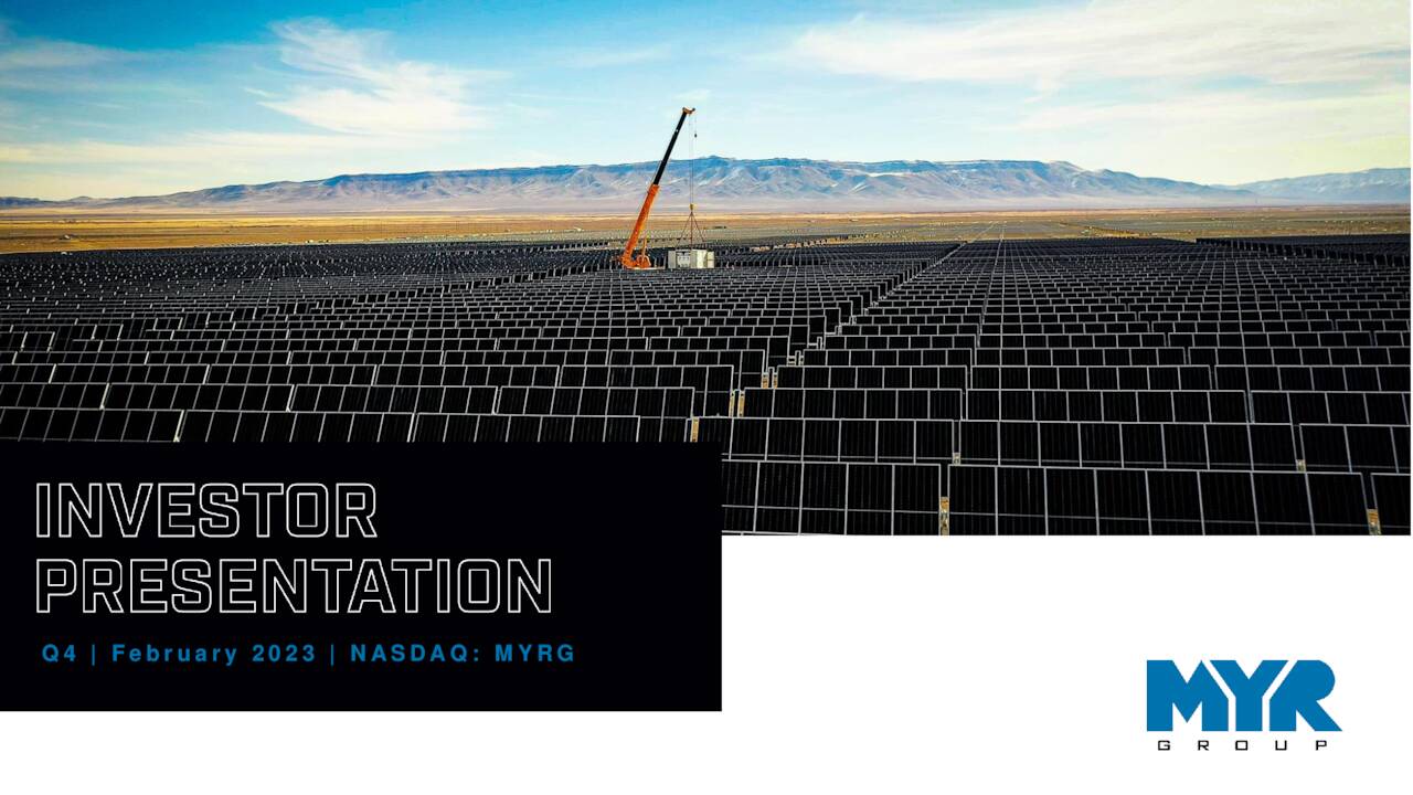 MYR Group Inc. 2022 Q4 - Results - Earnings Call Presentation (NASDAQ ...