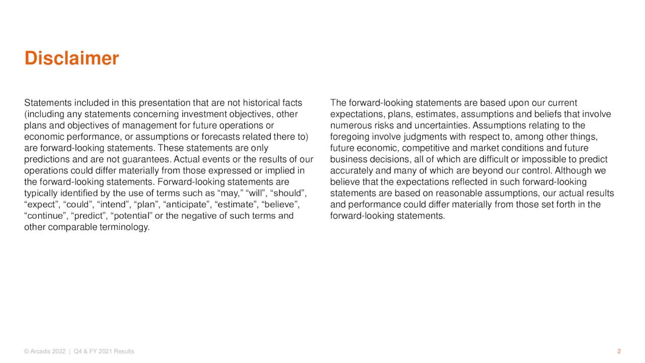 Arcadis NV 2021 Q4 - Results - Earnings Call Presentation (OTCMKTS:ARCVF) | Seeking Alpha