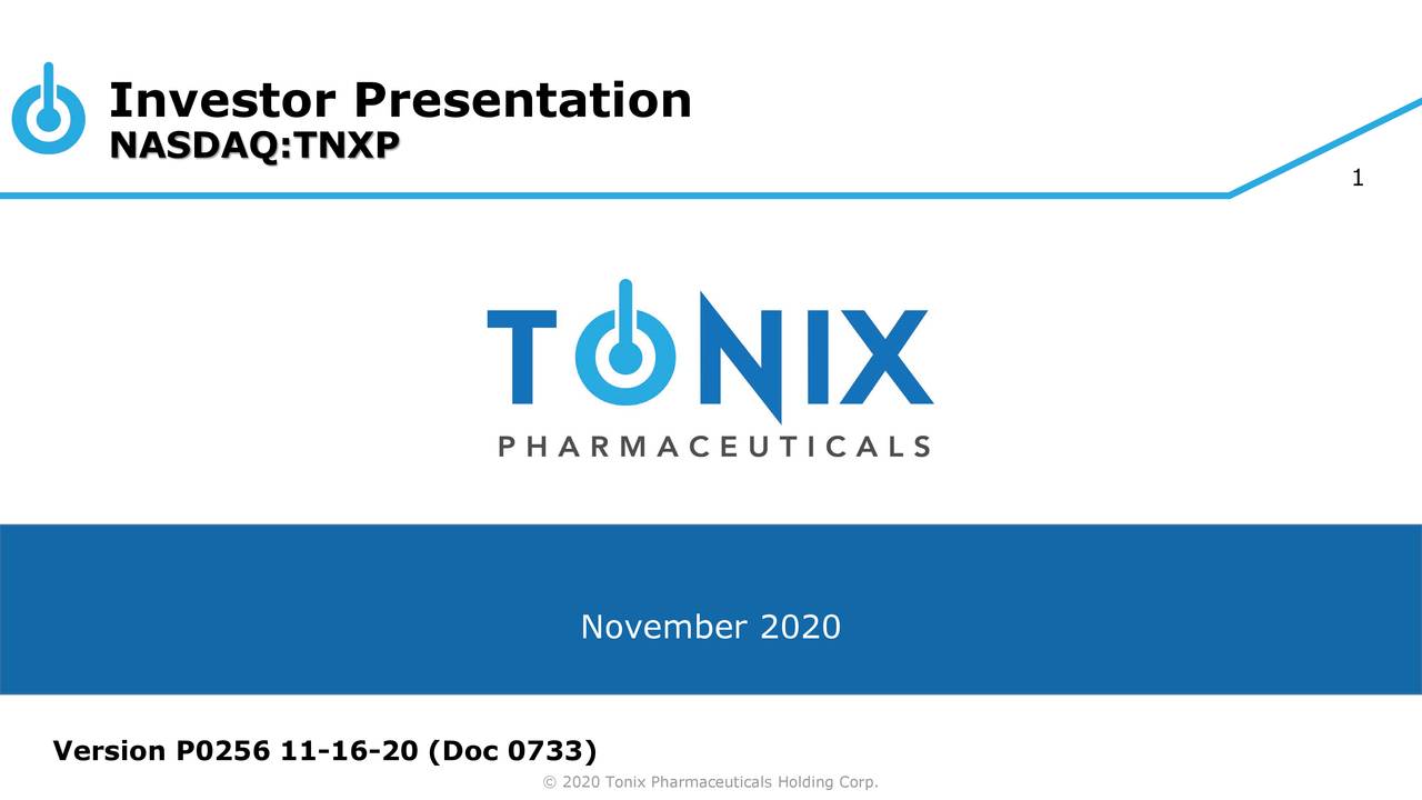 Tonix Pharmaceuticals (TNXP) Investor Presentation - Slideshow (NASDAQ ...