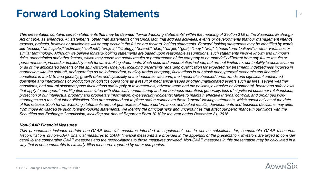 AdvanSix Inc. 2017 Q1 - Results - Earnings Call Slides (NYSE:ASIX) | Seeking Alpha