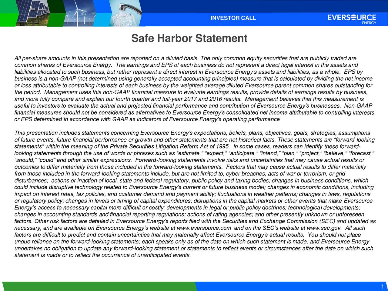 Eversource Energy 2017 Q4 - Results - Earnings Call Slides (NYSE:ES) | Seeking Alpha