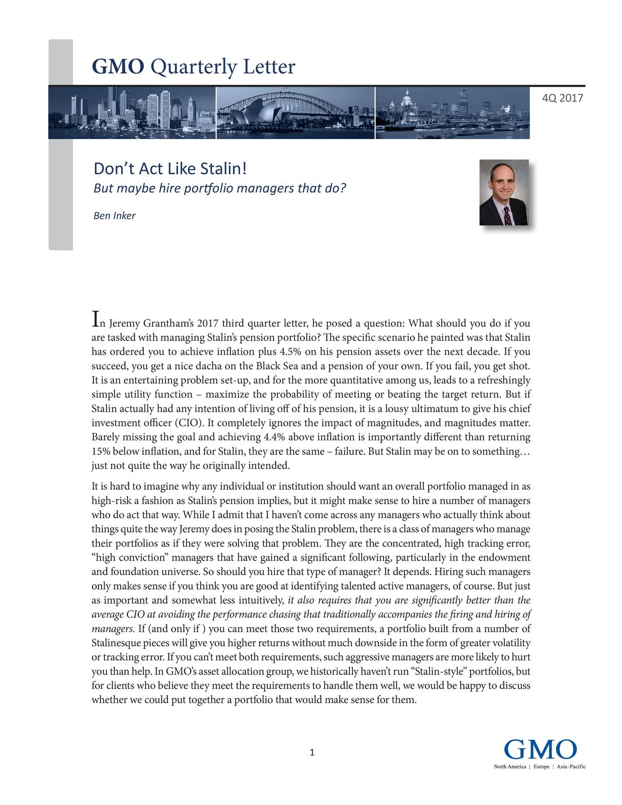 GMO Quarterly Letter - Q4 2017 | Seeking Alpha