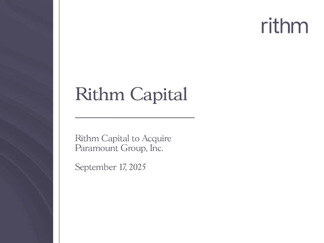 Paramount Group, Inc. (PGRE) Rithm Capital Corp., M&A Call - Slideshow ...