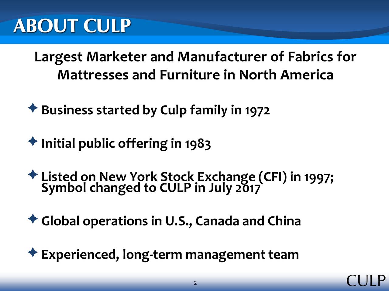 Culp (CULP) Investor Presentation - Slideshow (NYSE:CULP) | Seeking Alpha