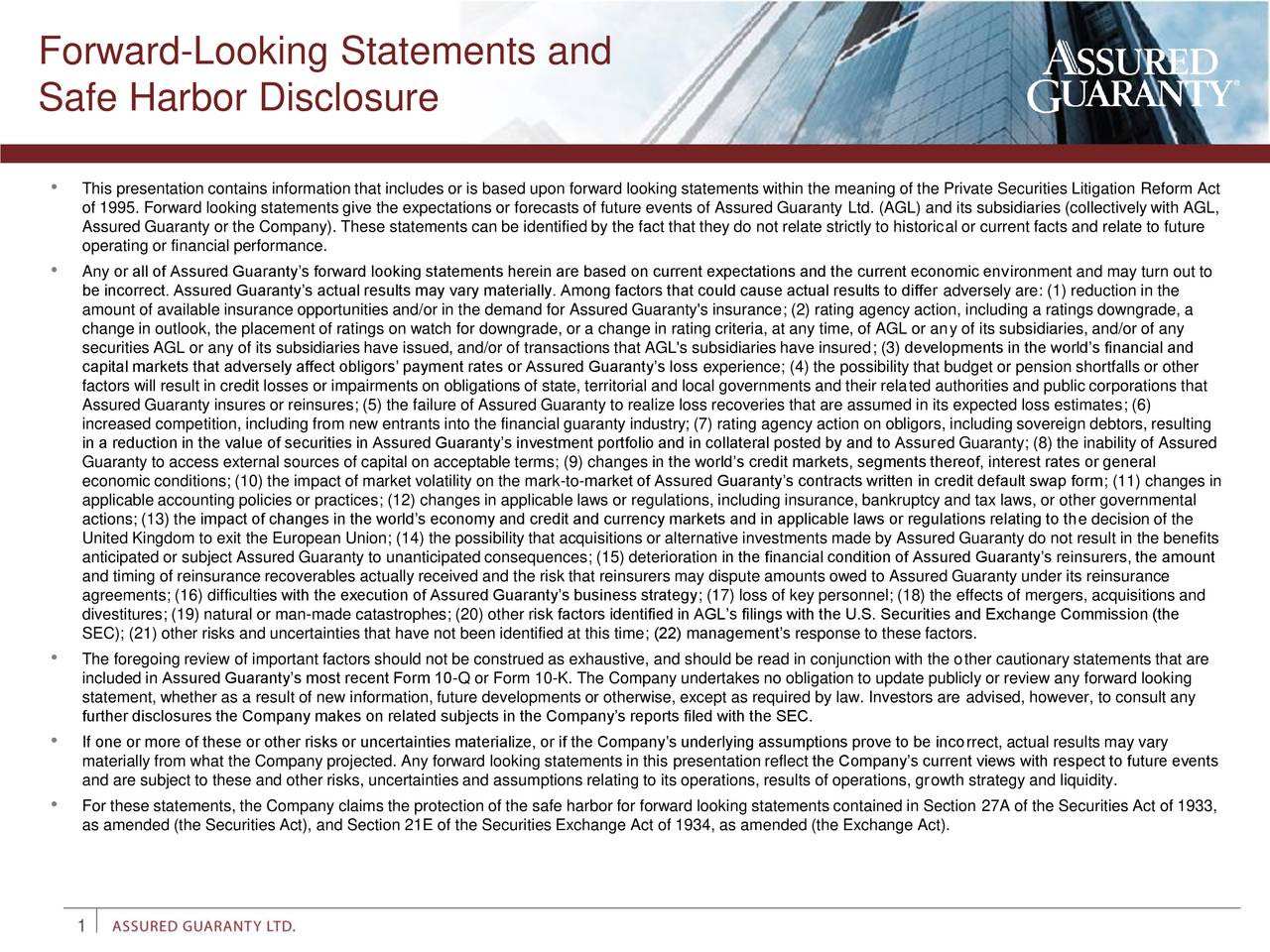 Assured Guaranty Ltd. 2018 Q2 - Results - Earnings Call Slides (NYSE:AGO) | Seeking Alpha