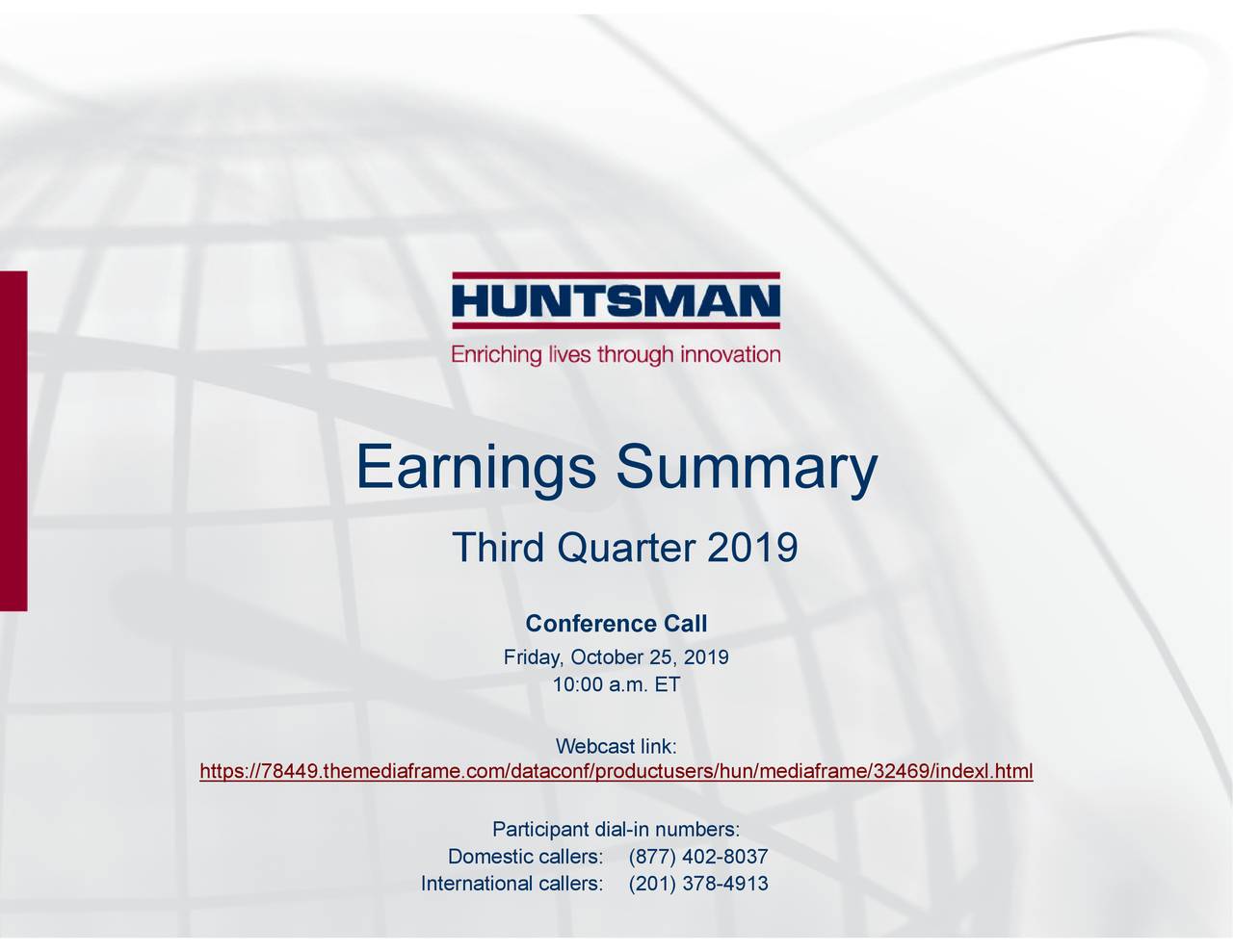 Huntsman Corporation 2019 Q3 - Results - Earnings Call Presentation ...