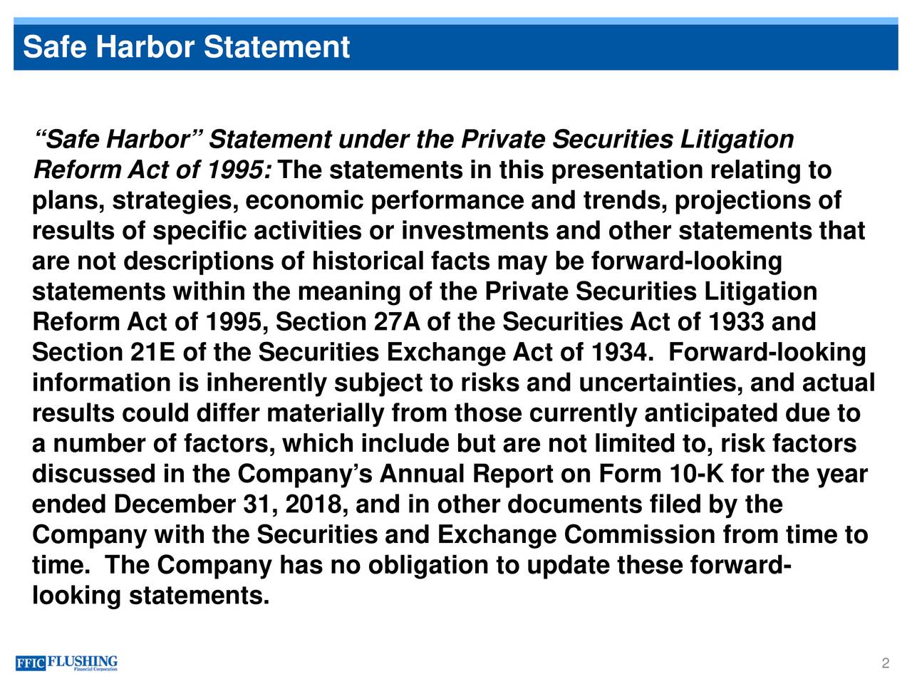 Flushing Financial (FFIC) Presents At 2019 KBW Community Bank Investor ...