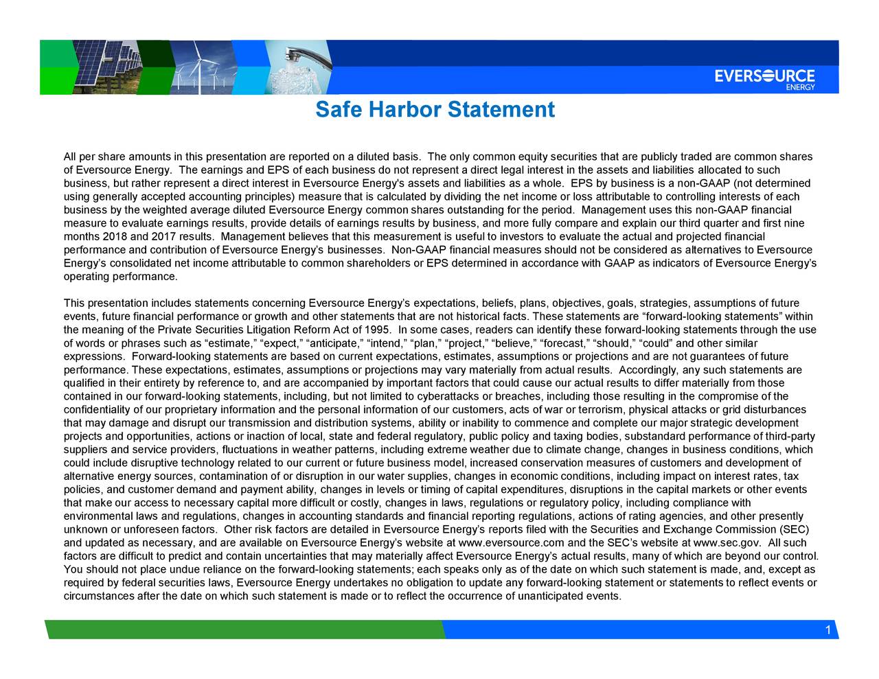Eversource Energy 2018 Q3 - Results - Earnings Call Slides (NYSE:ES) | Seeking Alpha