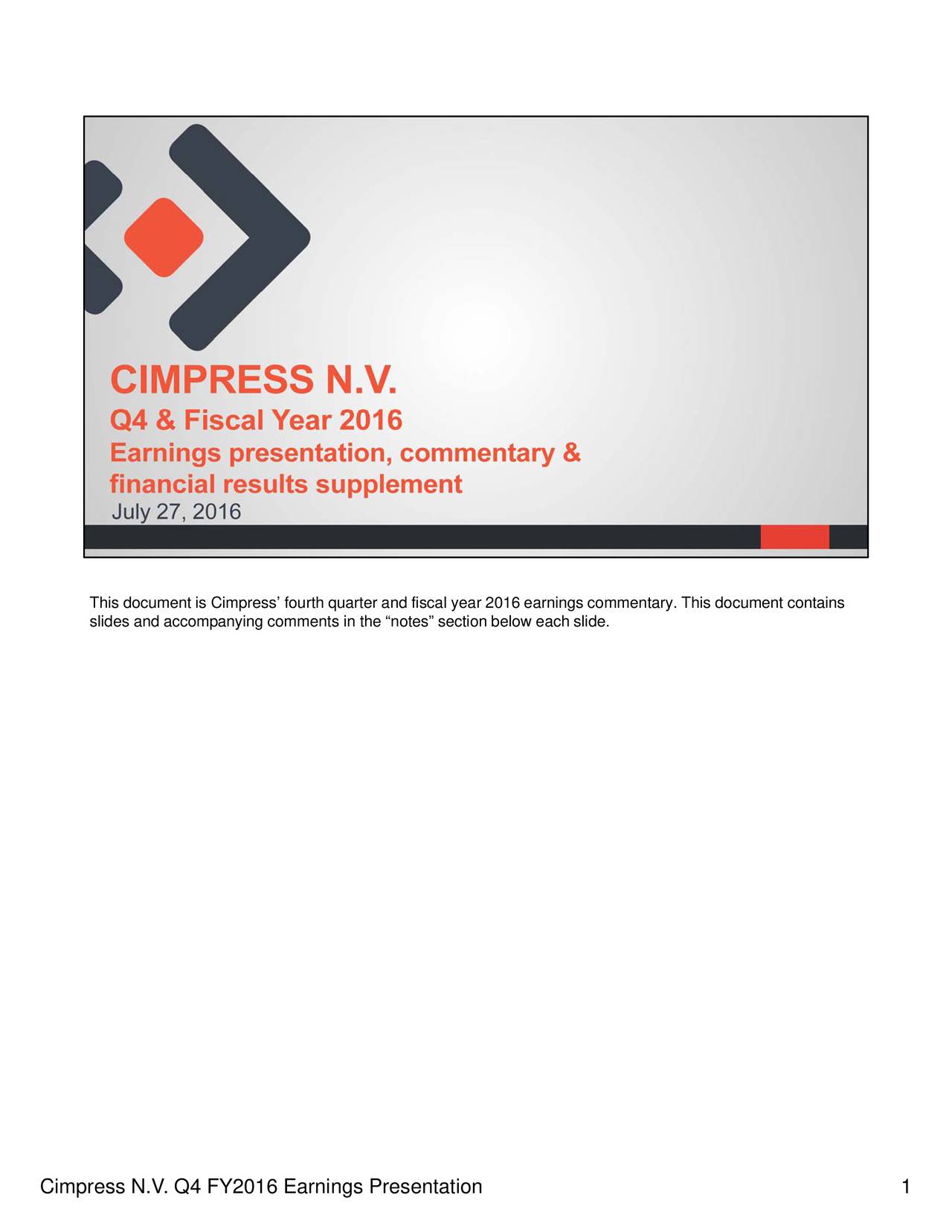 Cimpress N.V. 2016 Q4 - Results - Earnings Call Slides (NASDAQ:CMPR ...