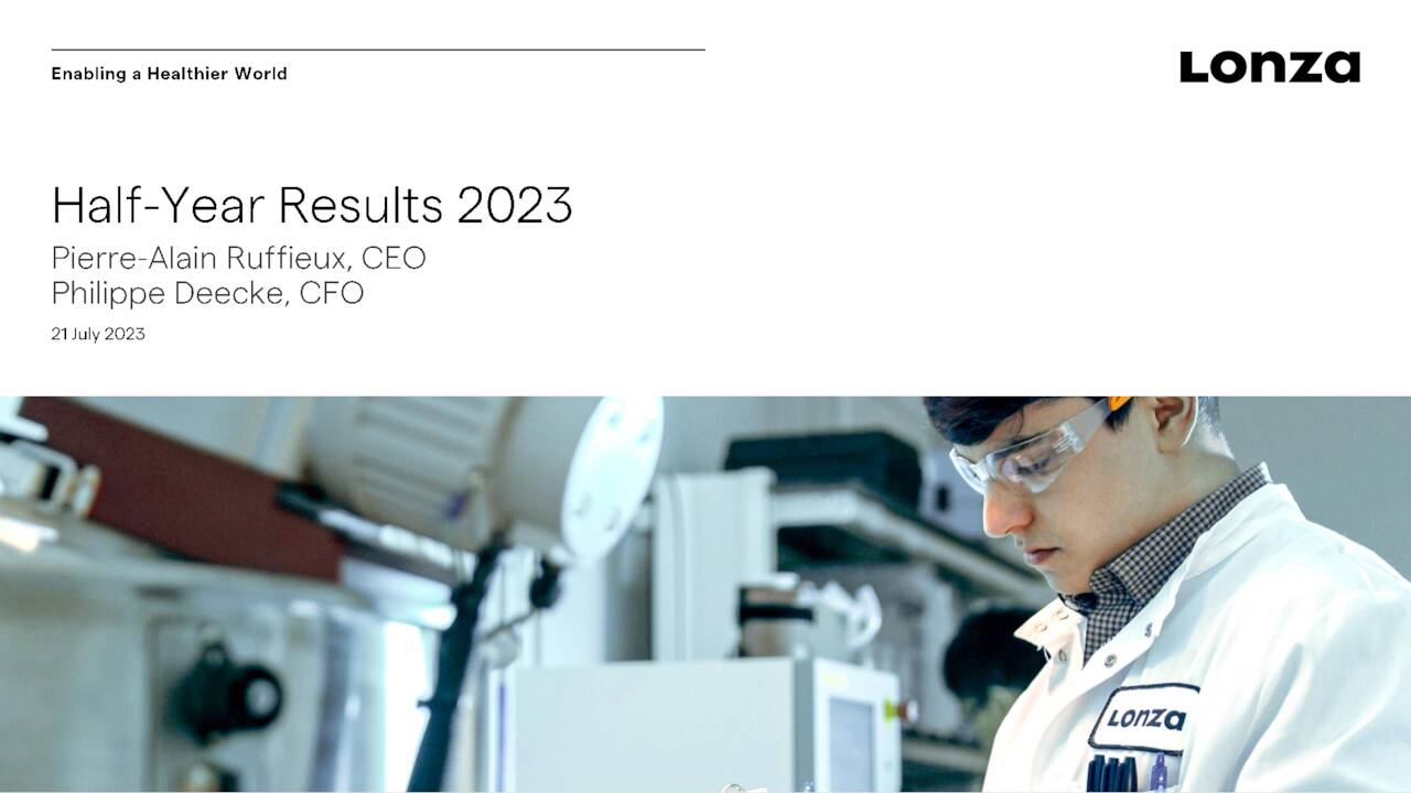 Lonza Group AG 2023 Q2 - Results - Earnings Call Presentation (OTCMKTS:LZAGY) | Seeking Alpha