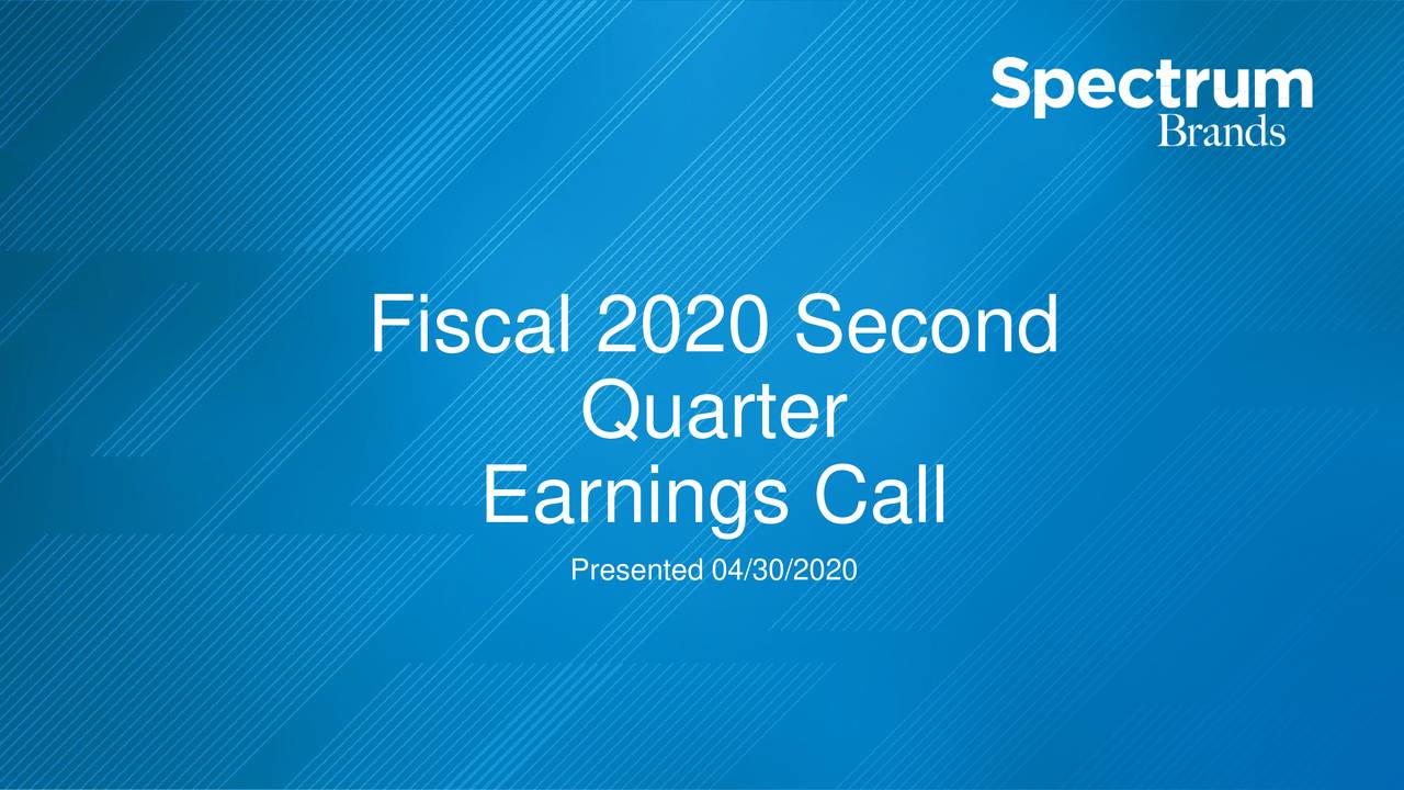Spectrum Brands Holdings, Inc. 2020 Q2 - Results - Earnings Call ...