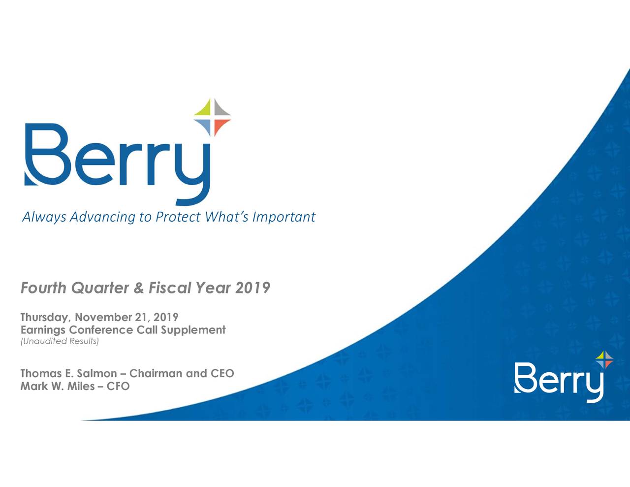Berry Global Group, Inc. 2019 Q4 - Results - Earnings Call Presentation ...